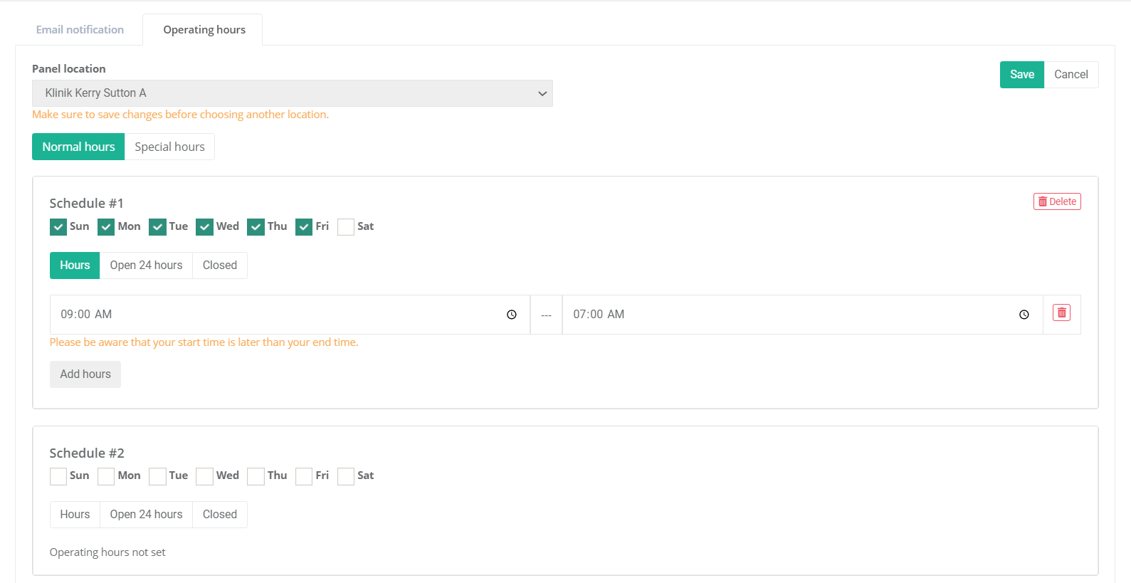 Update operating hours – HealthMetrics Sdn Bhd