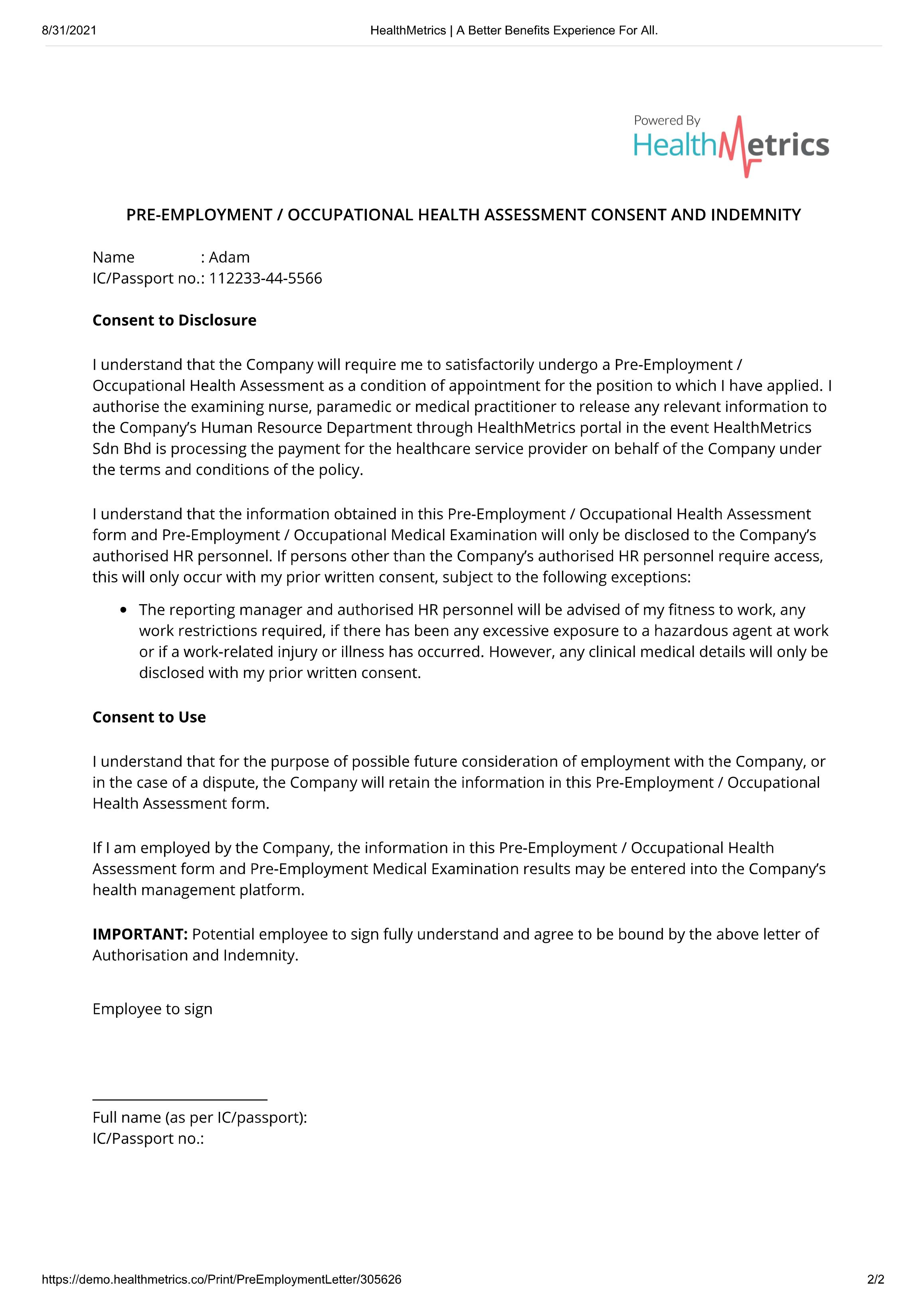 Benefit Groups - Pre-Employment Medical Check Up User Guide ...